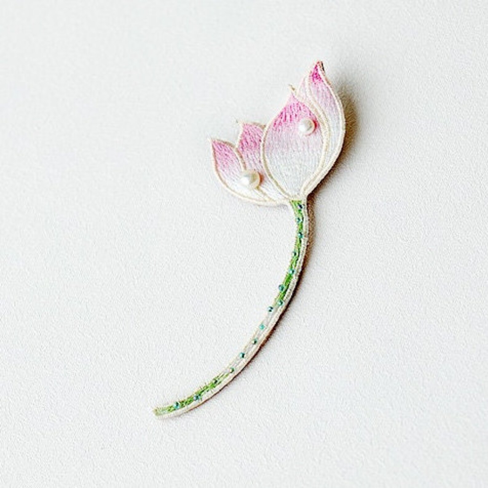 Embroidered Lotus and Lotus Leaf Brooches Fresh Water Pearl - Etsy