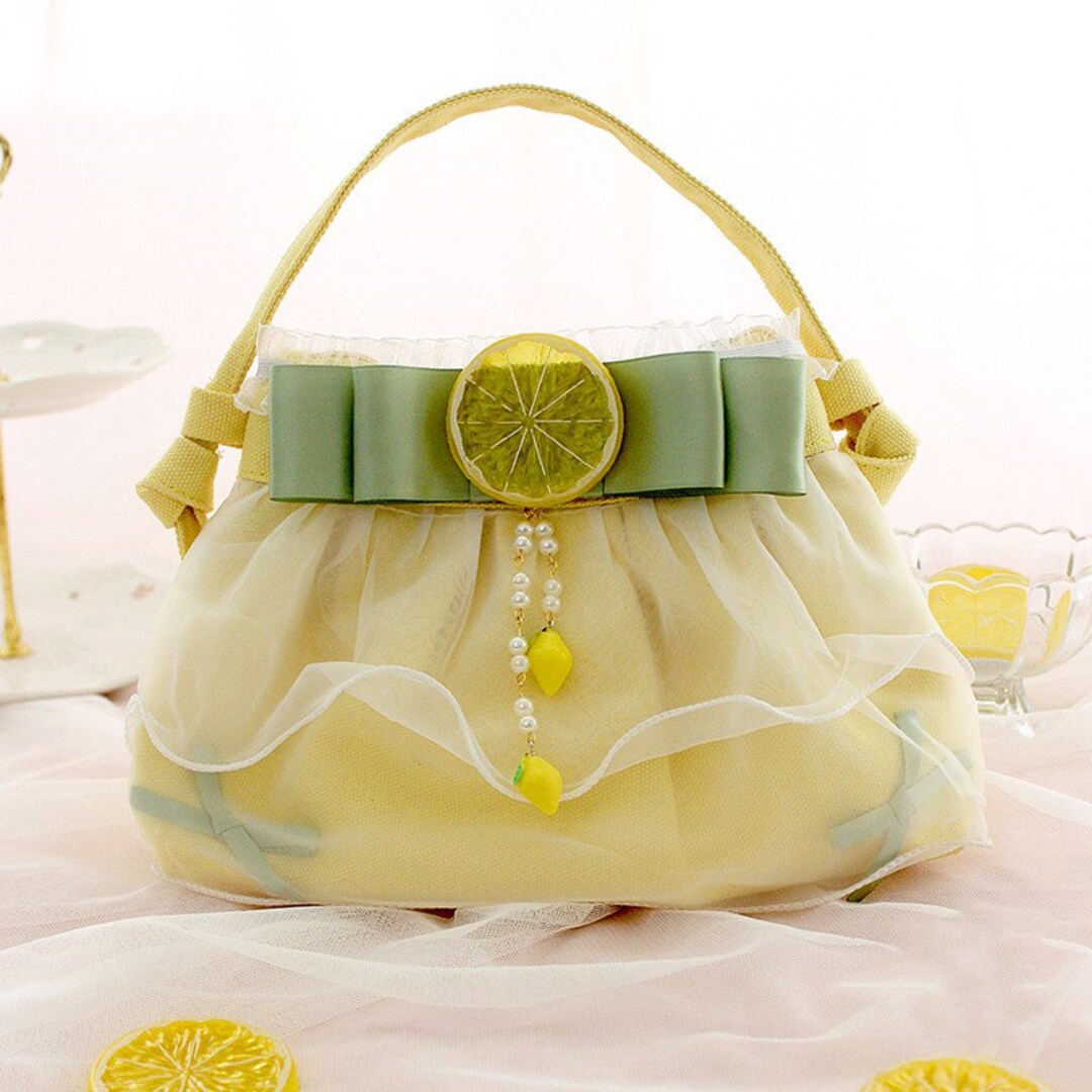 New Lemon Bow Tie Handbag Small Fresh Fashion Bag Yellow Shoulder Bag ...
