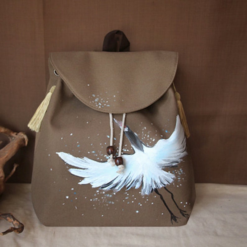 Blue/black/brown Hand Painted Canvas Backpacks - Etsy