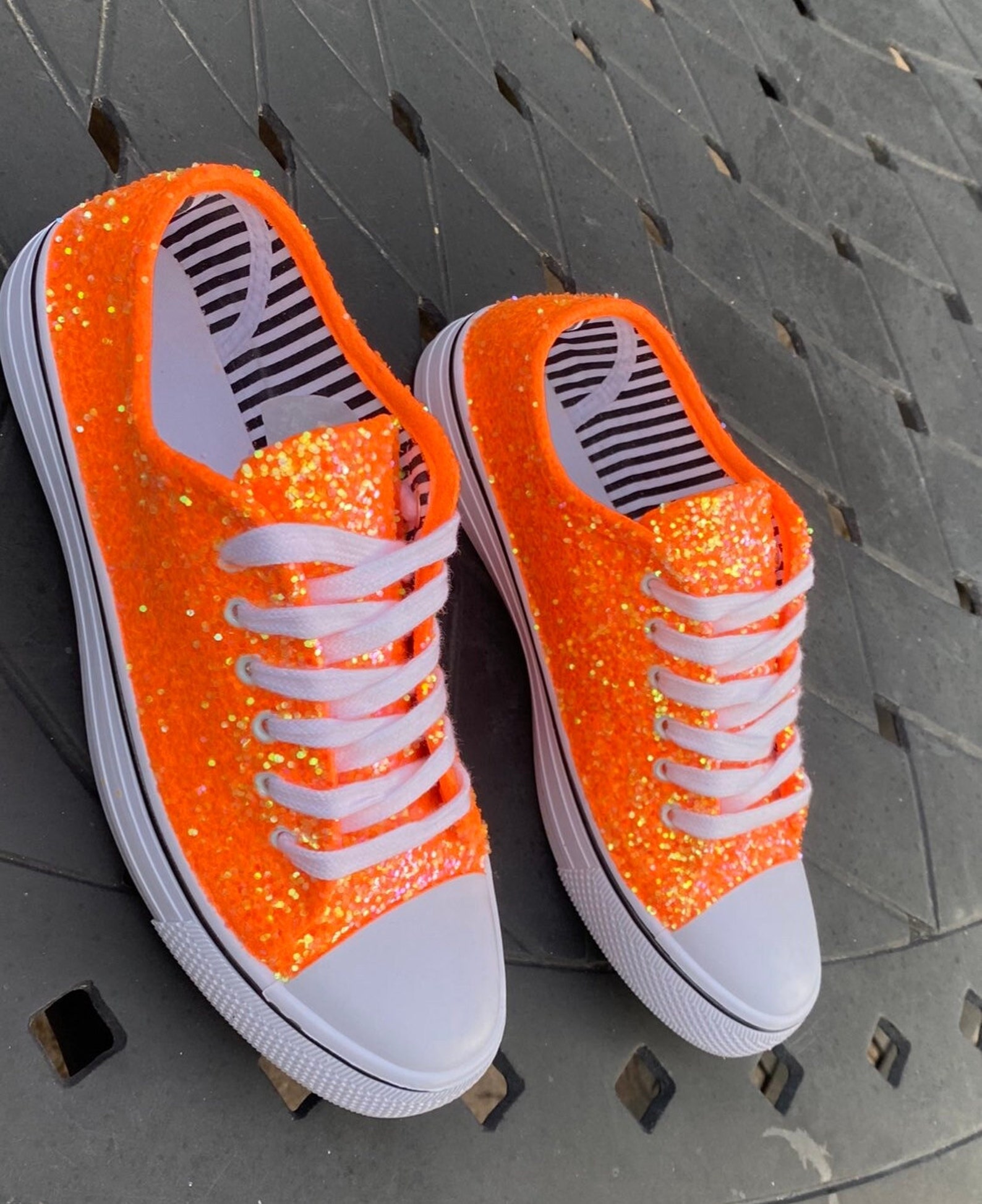 Orange Glitter Sneakers for Wedding, Birthday, Quinceanera ...