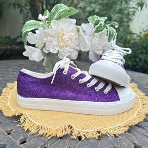 Personalized Plum Purple Wedding Sneakers for Bride Sparkle, Plum ...