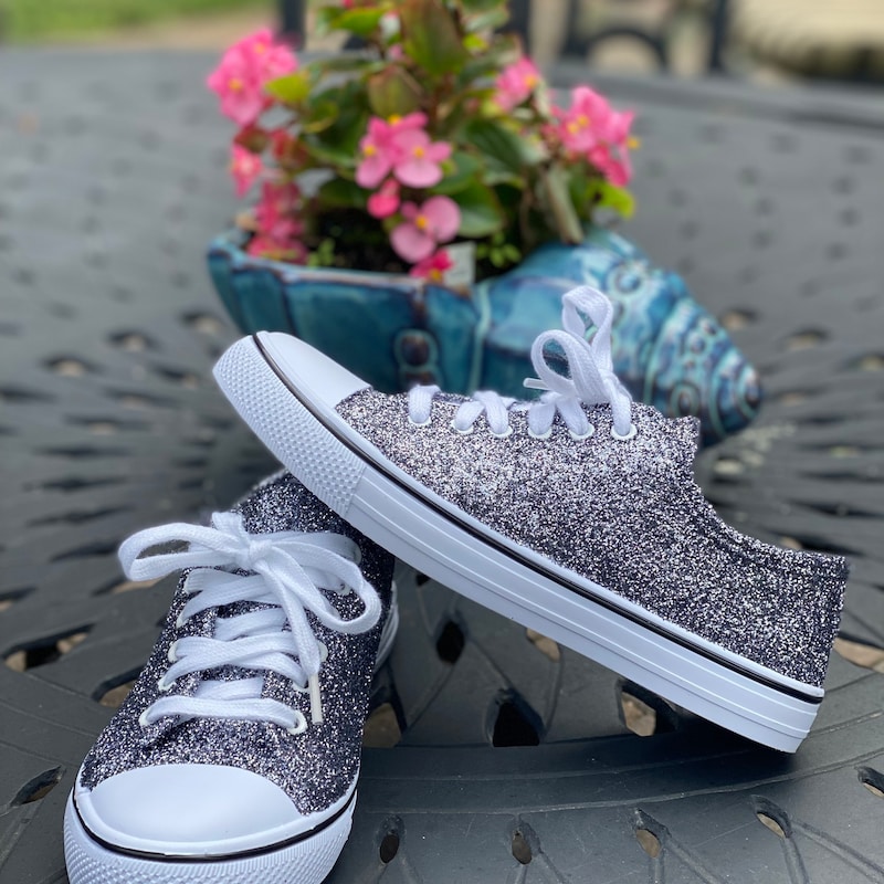 Silver Glitter Shoes - Etsy