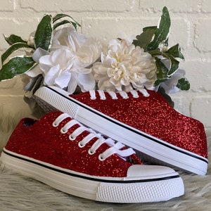 Red Glitter Sneakers for Wedding or Special Occasion, Bling Bridal ...