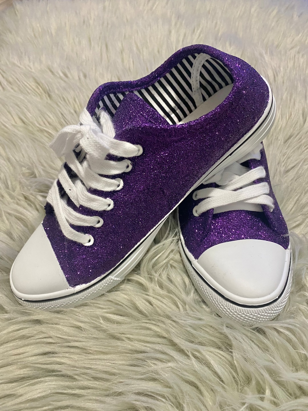 Plum Purple Wedding Sneaker for Bride, Glitter Sneakers for Birthday ...