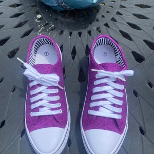 Fiji Bright Purple Glitter Sneakers for Wedding, Bride, Birthday ...