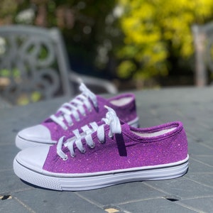 Fiji Bright Purple Glitter Sneakers for Wedding, Bride, Birthday ...