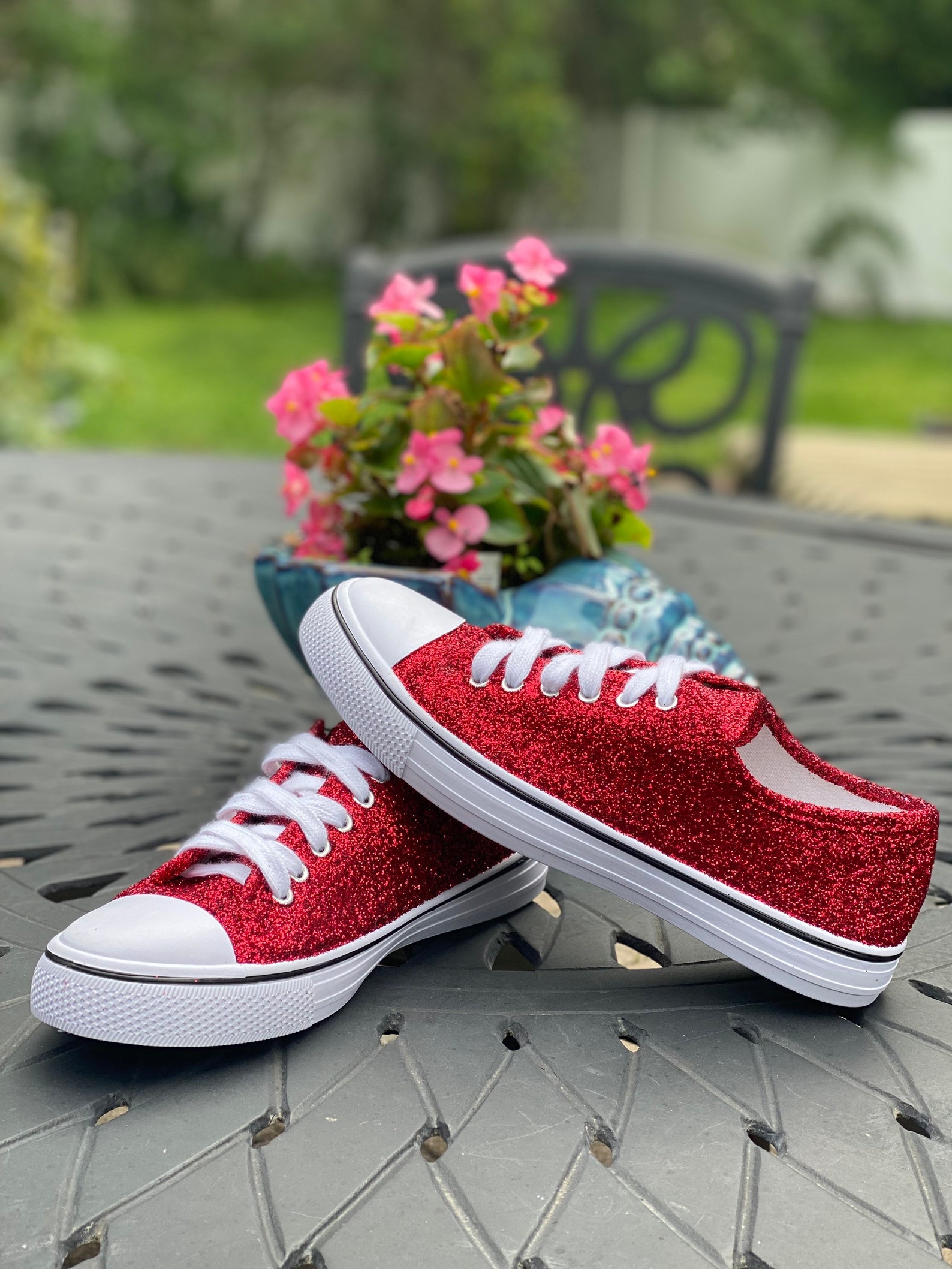 Red Glitter Sneakers for Wedding or Special Occasion Bling - Etsy