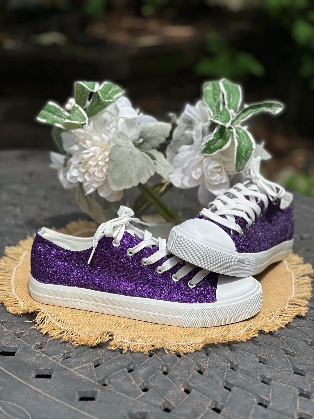 Personalized Plum Purple Wedding Sneakers for Bride Sparkle, Plum ...