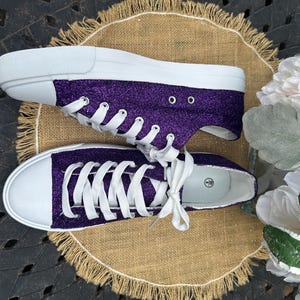 Personalized Plum Purple Wedding Sneakers for Bride Sparkle, Plum ...