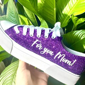 Plum Purple Wedding Sneaker for Bride, Glitter Sneakers for Birthday ...