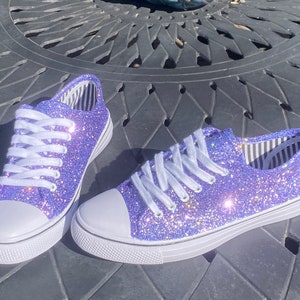 Lilac Purple Wedding Sneakers for Bride, Sparkle Glitter Sneakers ...