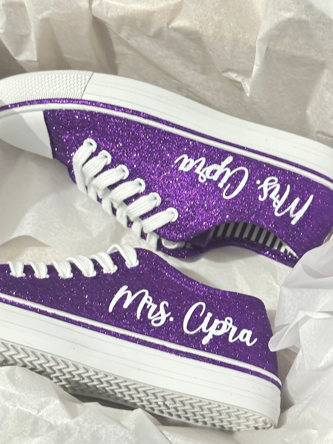Personalized Plum Purple Wedding Sneakers for Bride Sparkle, Plum ...