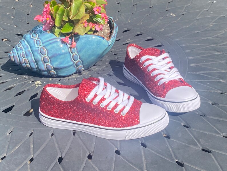 Red Glitter Sneakers for Wedding or Special Occasion Bling - Etsy