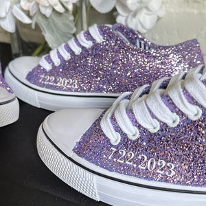 Personalized Lilac Purple Wedding Sneakers for Bride Sparkle, Glitter ...