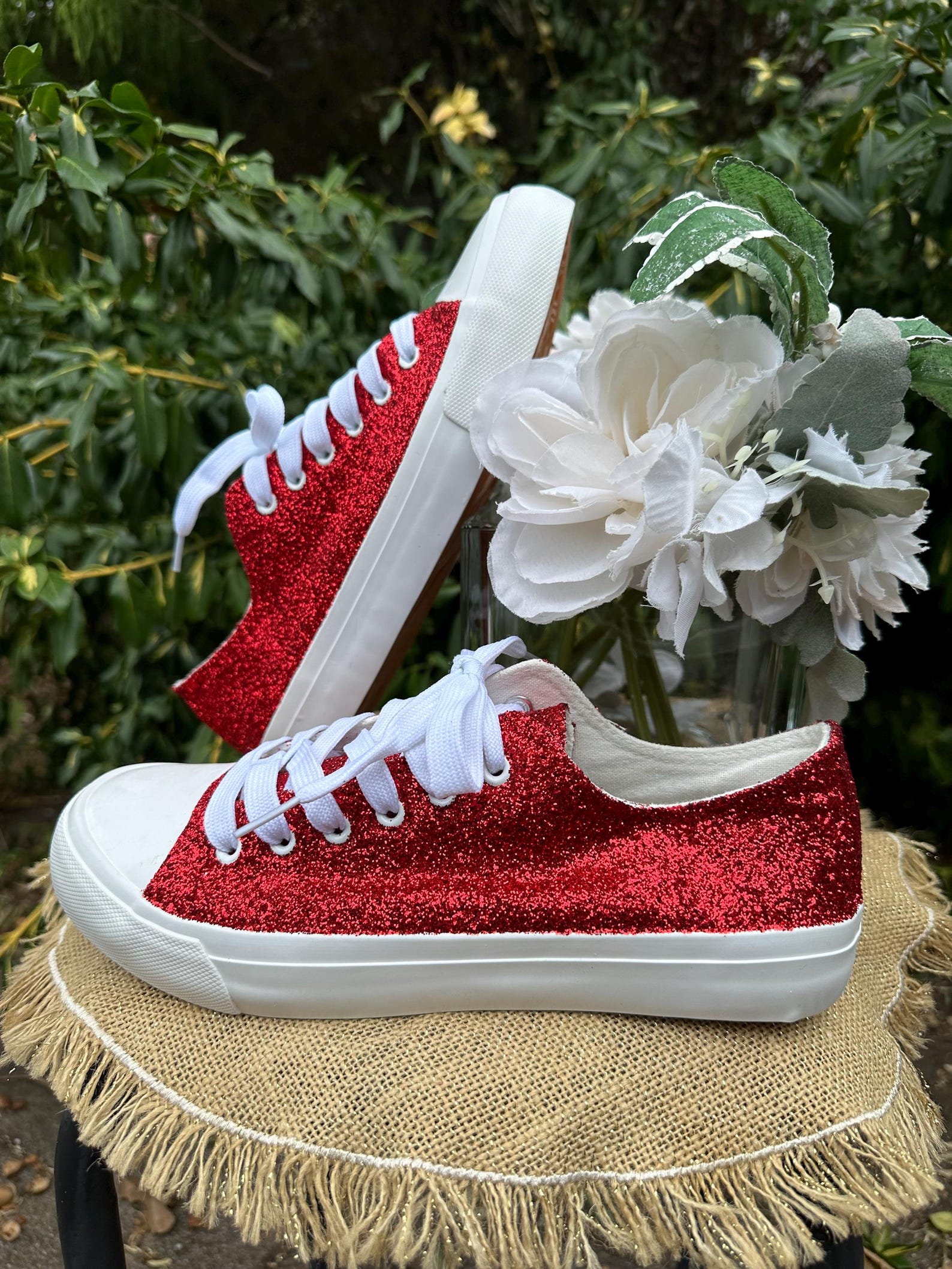 Red Glitter Sneakers for Wedding or Special Occasion, Bling Bridal ...