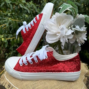 Red Glitter Sneakers for Wedding or Special Occasion, Bling Bridal ...