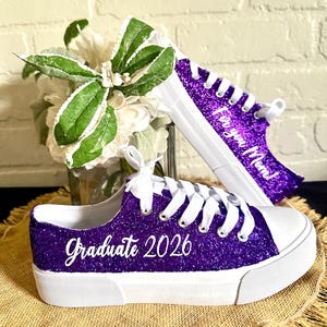 Plum Purple Wedding Sneaker for Bride, Glitter Sneakers for Birthday ...