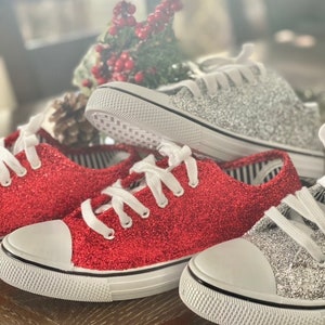 Red Glitter Sneakers for Wedding or Special Occasion, Bling Bridal ...