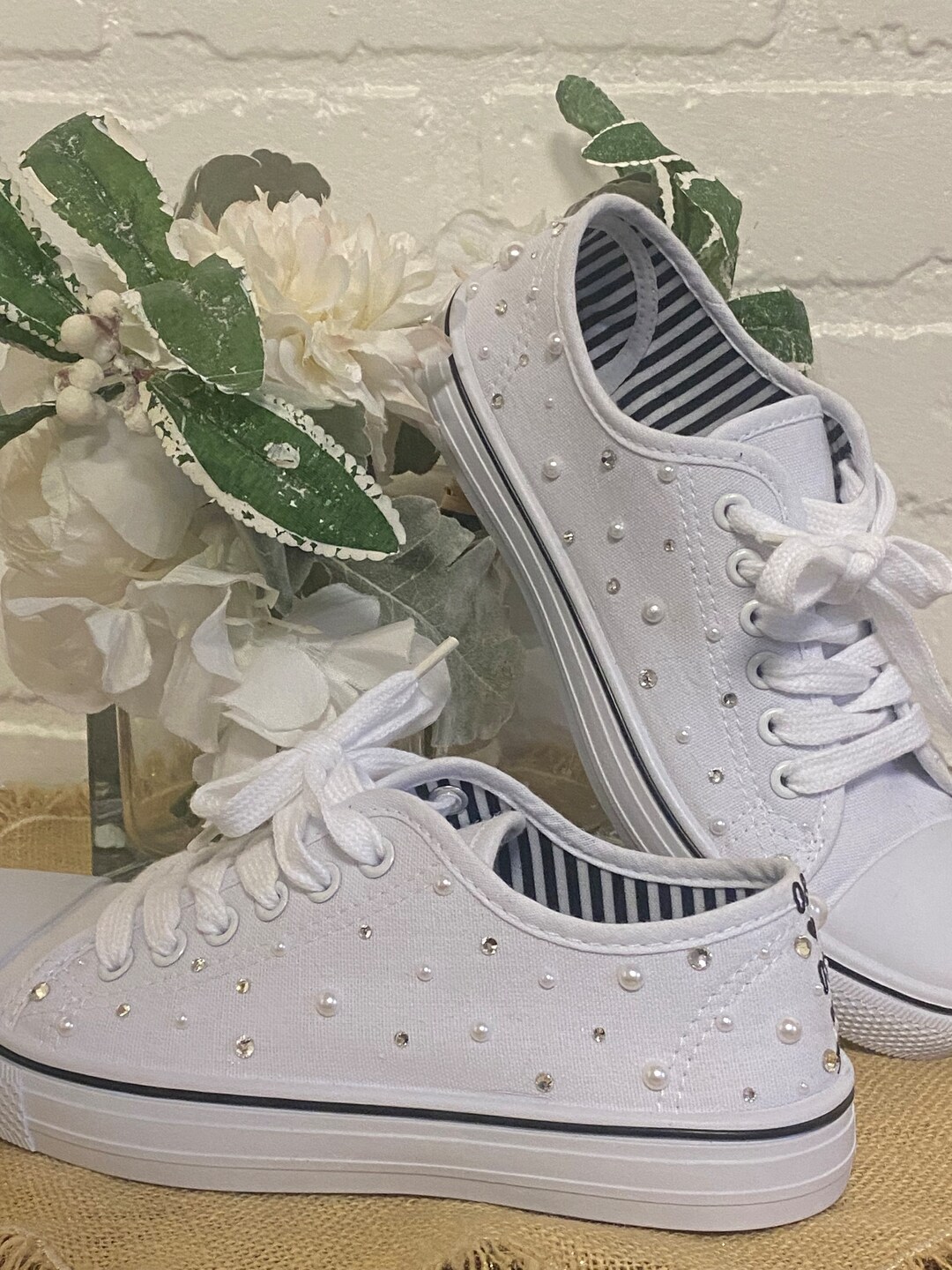 Personalized Bling Rhinestone & Pearl Bride Shoes, Comfortable ...