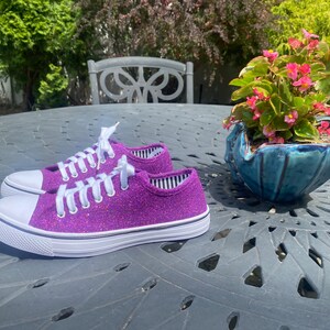 Fiji Bright Purple Glitter Sneakers for Wedding, Bride, Birthday ...