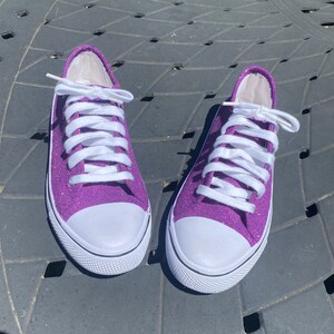 Fiji Bright Purple Glitter Sneakers for Wedding, Bride, Birthday ...