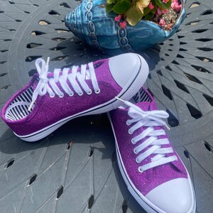 Fiji Bright Purple Glitter Sneakers for Wedding, Bride, Birthday ...