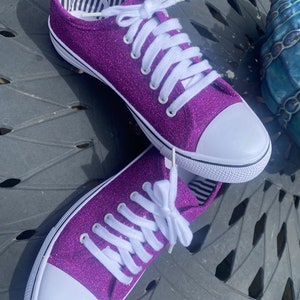 Fiji Bright Purple Glitter Sneakers for Wedding, Bride, Birthday ...