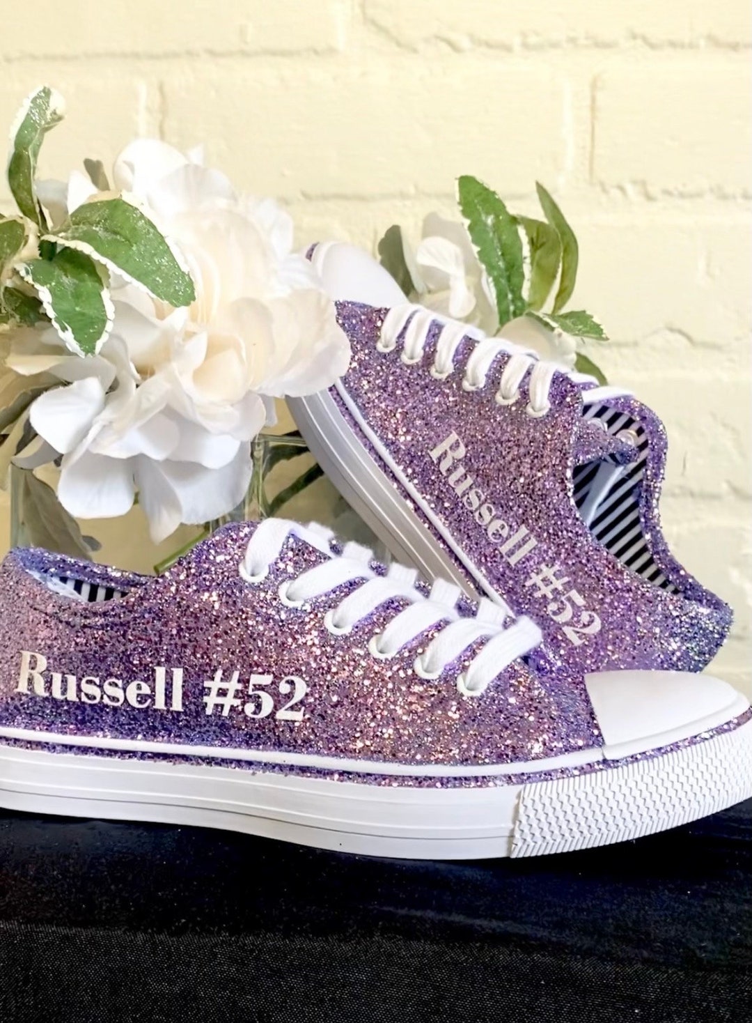 Football Mom Purple Glitter Sneakers for Teams, Cheer Moms, Sports ...
