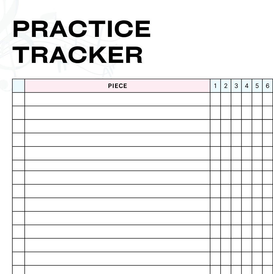 Piano Lesson Practice Tracker - Any Instrument - Printable - Etsy