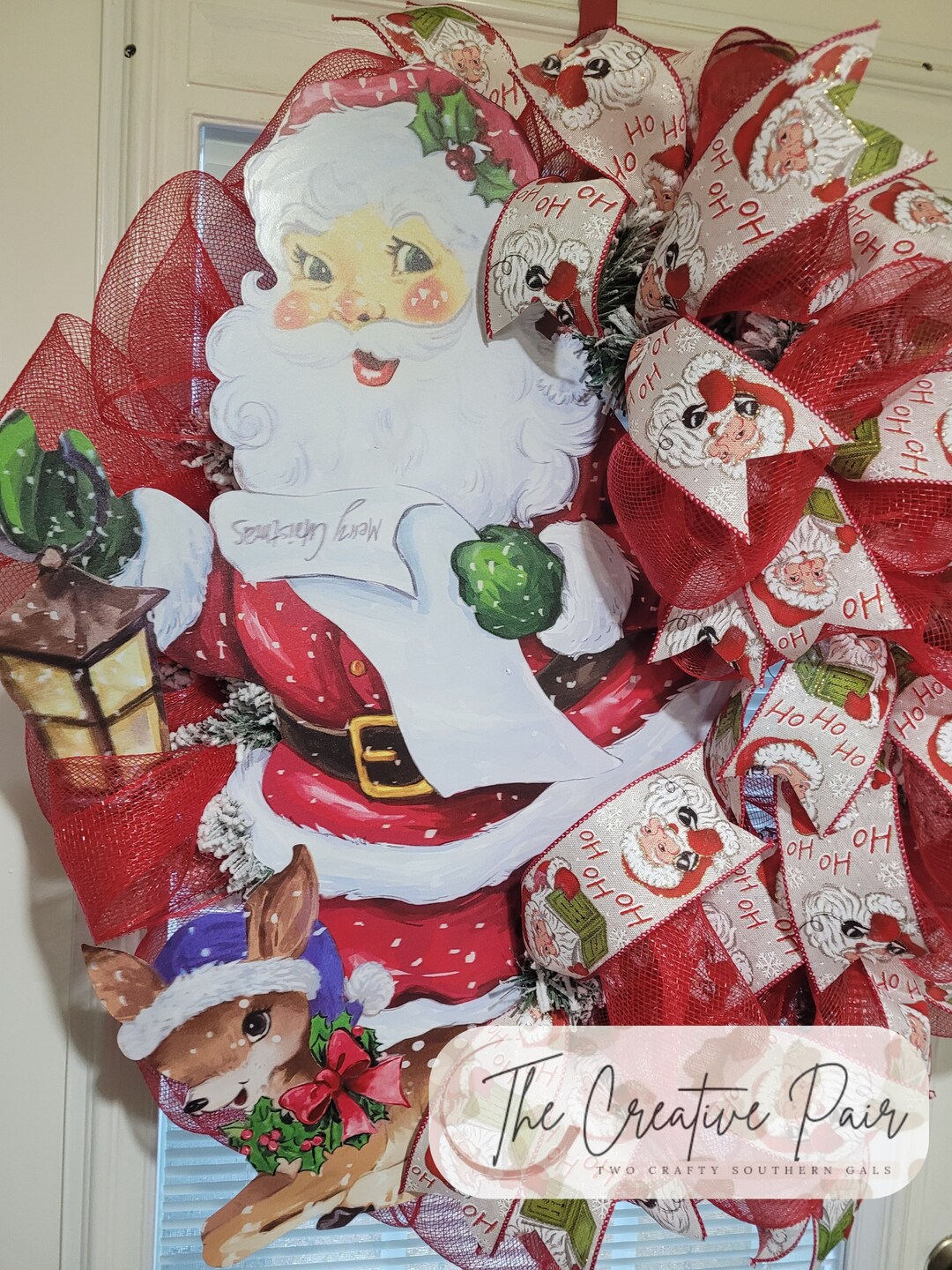 Vintage Santa Wreath Cream and Red Wreath Santa Claus Saint - Etsy
