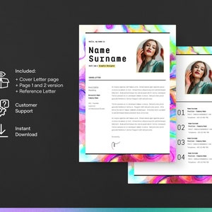 Colorful Creative Resume Template With Photo + Cover Letter Bundle Edit ...