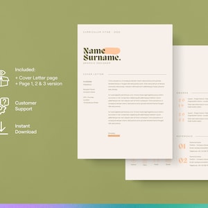 Creative Resume Template Bundle, Modern 3 Pages and Cover Letter CV ...
