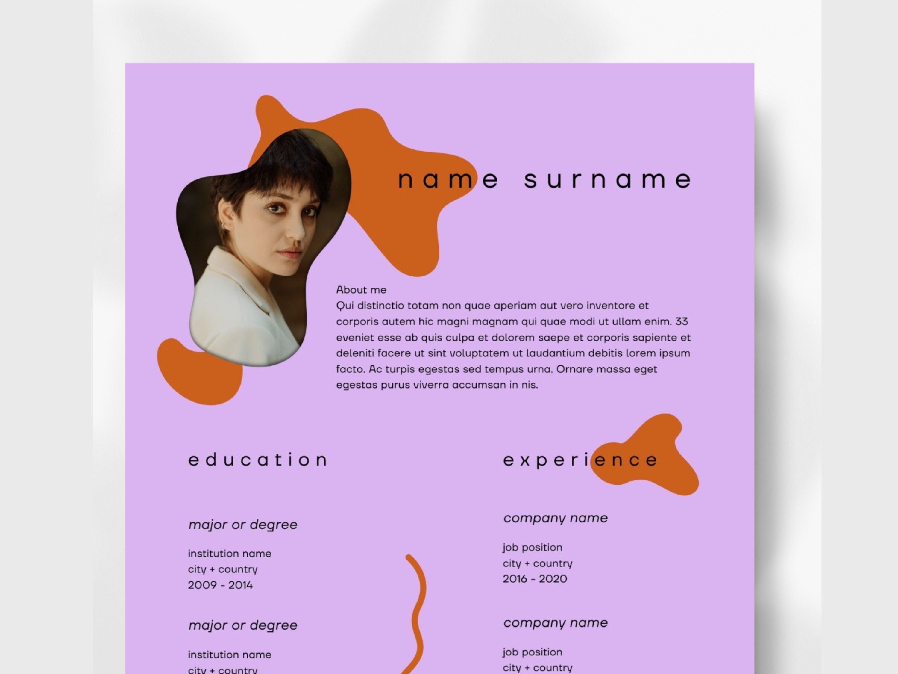 Colorful Creative 2 Page Resume Template With Photo Customizable Canva ...