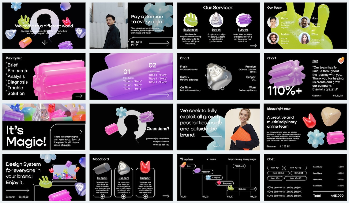 CREATIVE PRESENTATION SLIDES Template for Canva dark Version - Etsy