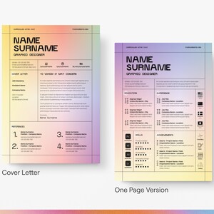 Creative 2 Page Resume Template Bundle Customizable on Canva, Modern CV ...