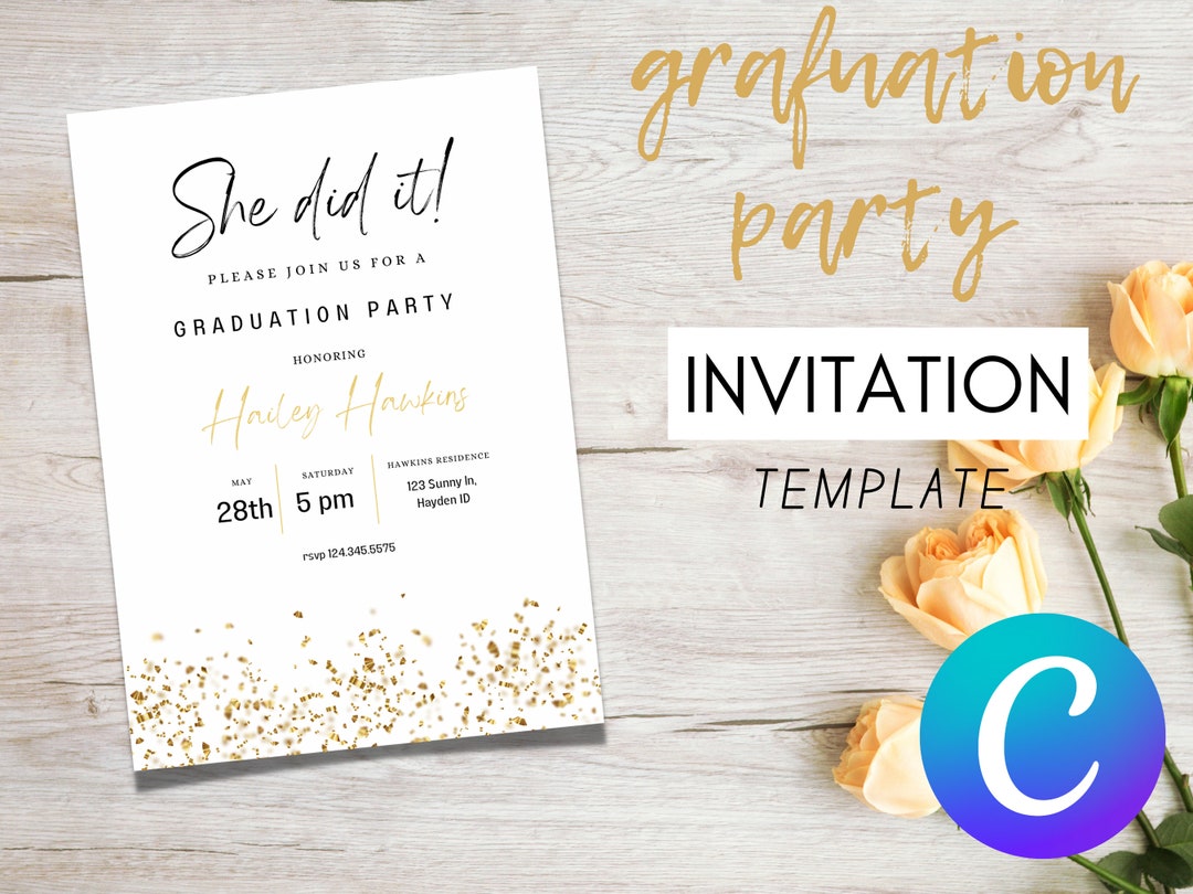 Graduation Invitation, Graduation Invitation Template, Photo Graduation ...