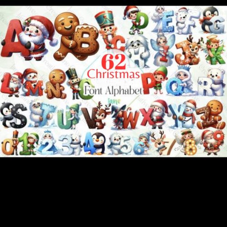 62 Christmas Alphabet PNG & SVG, Christmas Letters Numbers Clipart ...