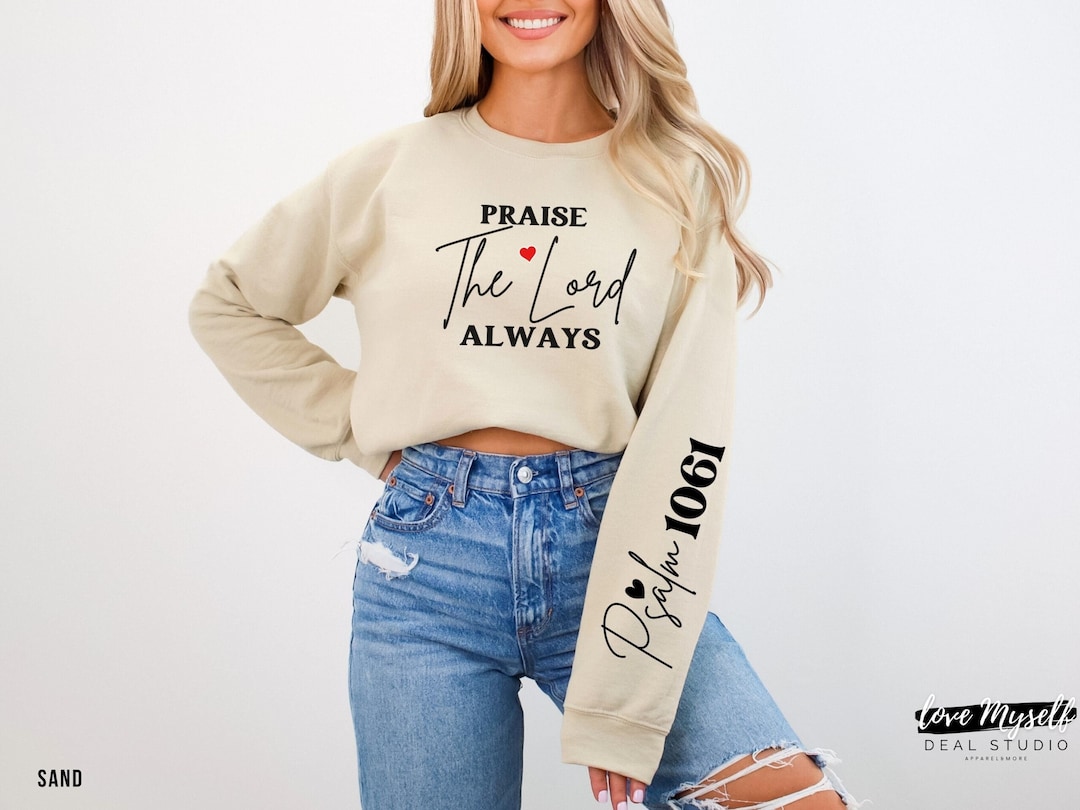 Christian Sweatshirt Woman Trendy Faith Shirt Bible Verse Sleeve Design ...