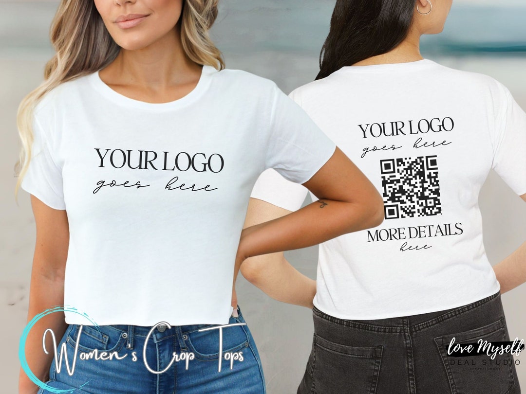 Custom Women's Festival Crop Top Custom Business Logo & QR Shirt ...