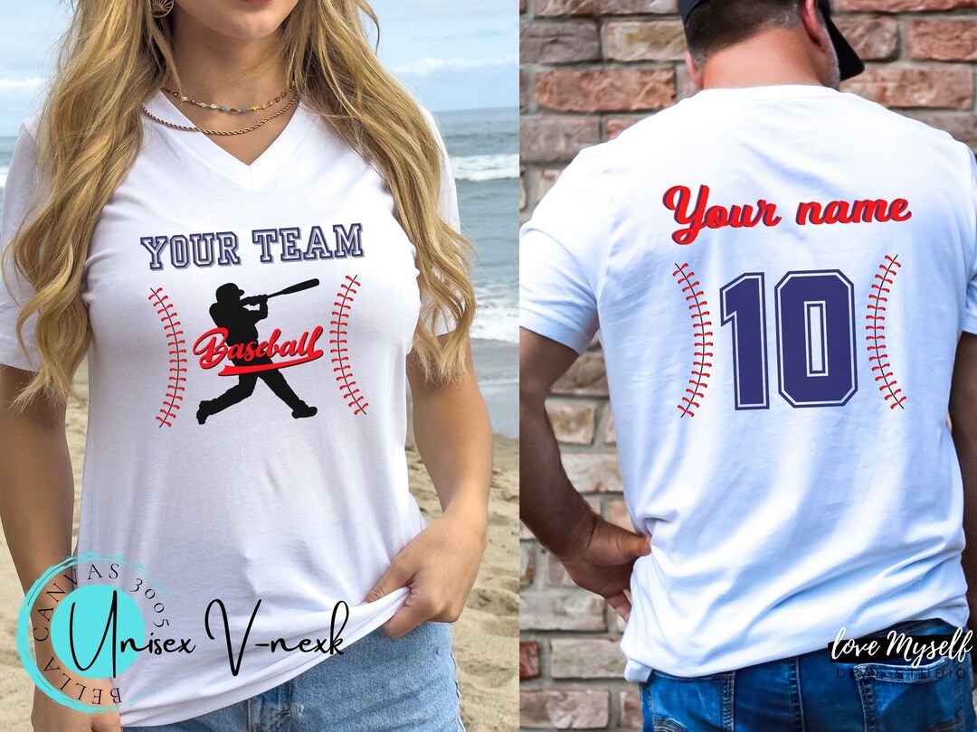 Custom Vneck Baseball Shirt Personalized Name and Numbers Baseball Tee ...