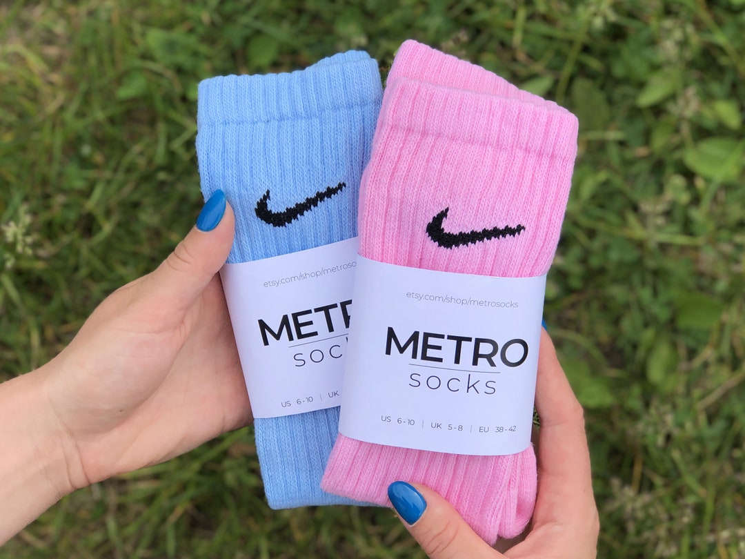 Ocean Blue Pink Bubblegum Set of 2 Pairs Pack Custom Nike Socks - Etsy