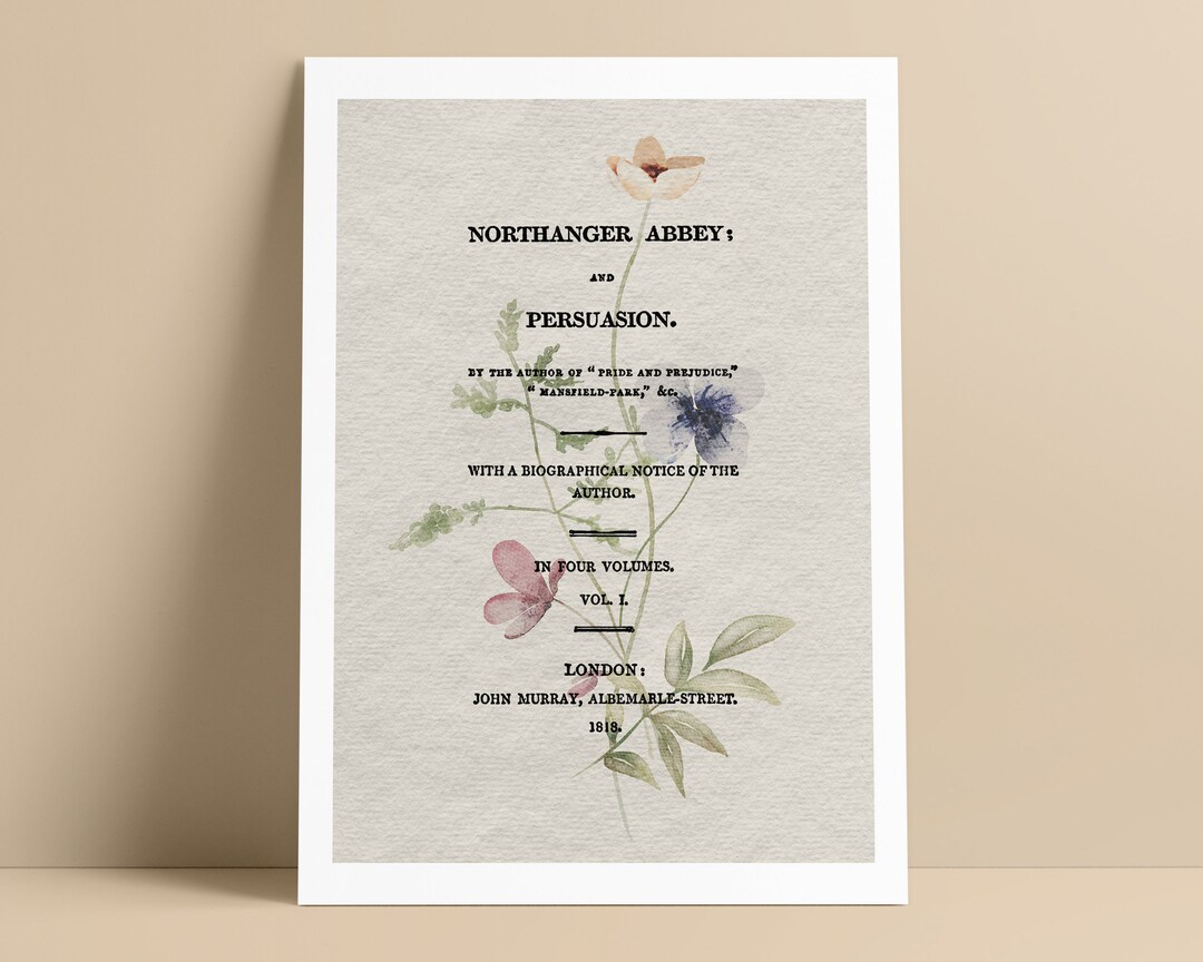 Northanger Abbey and Persuasion Poster, Jane Austen Wall Art, Reader ...