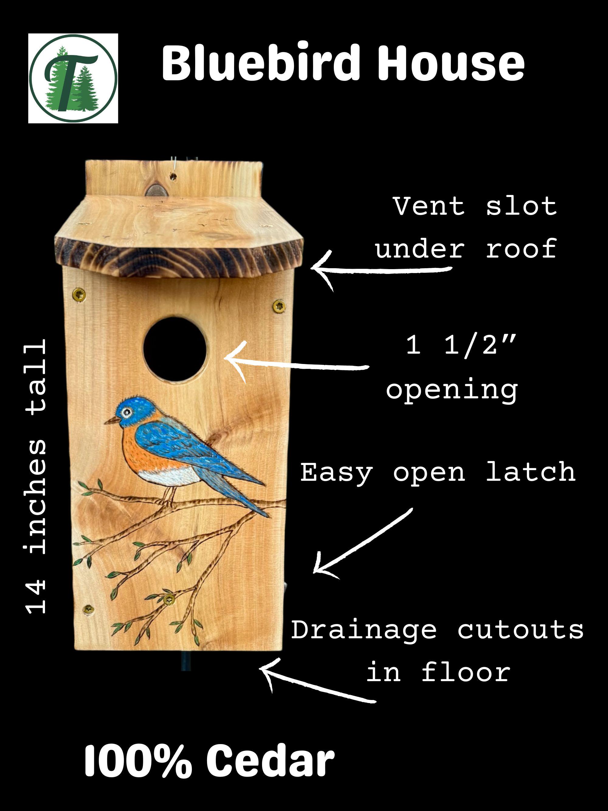 Bluebird House, Wood Bird House, Nesting Box for Bluebirds, Gift for ...
