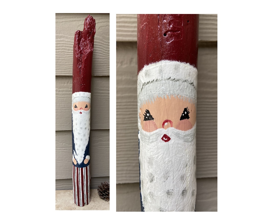 Driftwood Carved Uncle Sam Santa, Reclaimed Wood Sculpture - Etsy