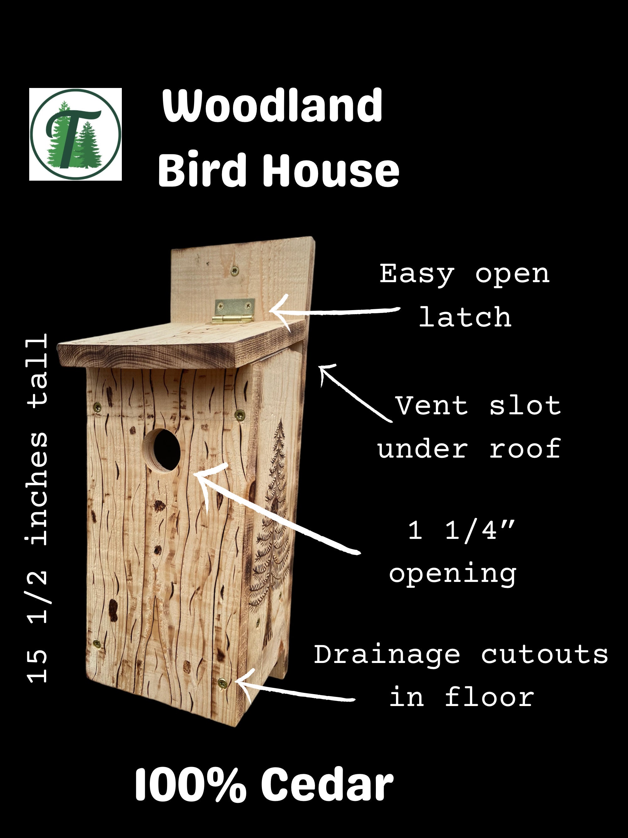 Cedar Bird House, Chickadee, Titmouse, Downy Woodpecker, Nuthatch ...