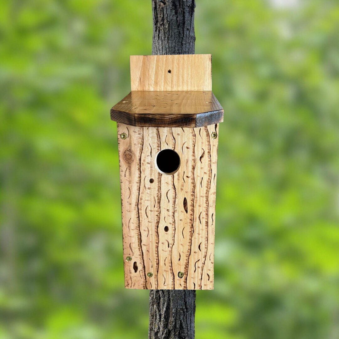 Cedar Birdhouse, Chickadee, Titmouse, Downy Woodpecker, Nuthatch Rustic ...