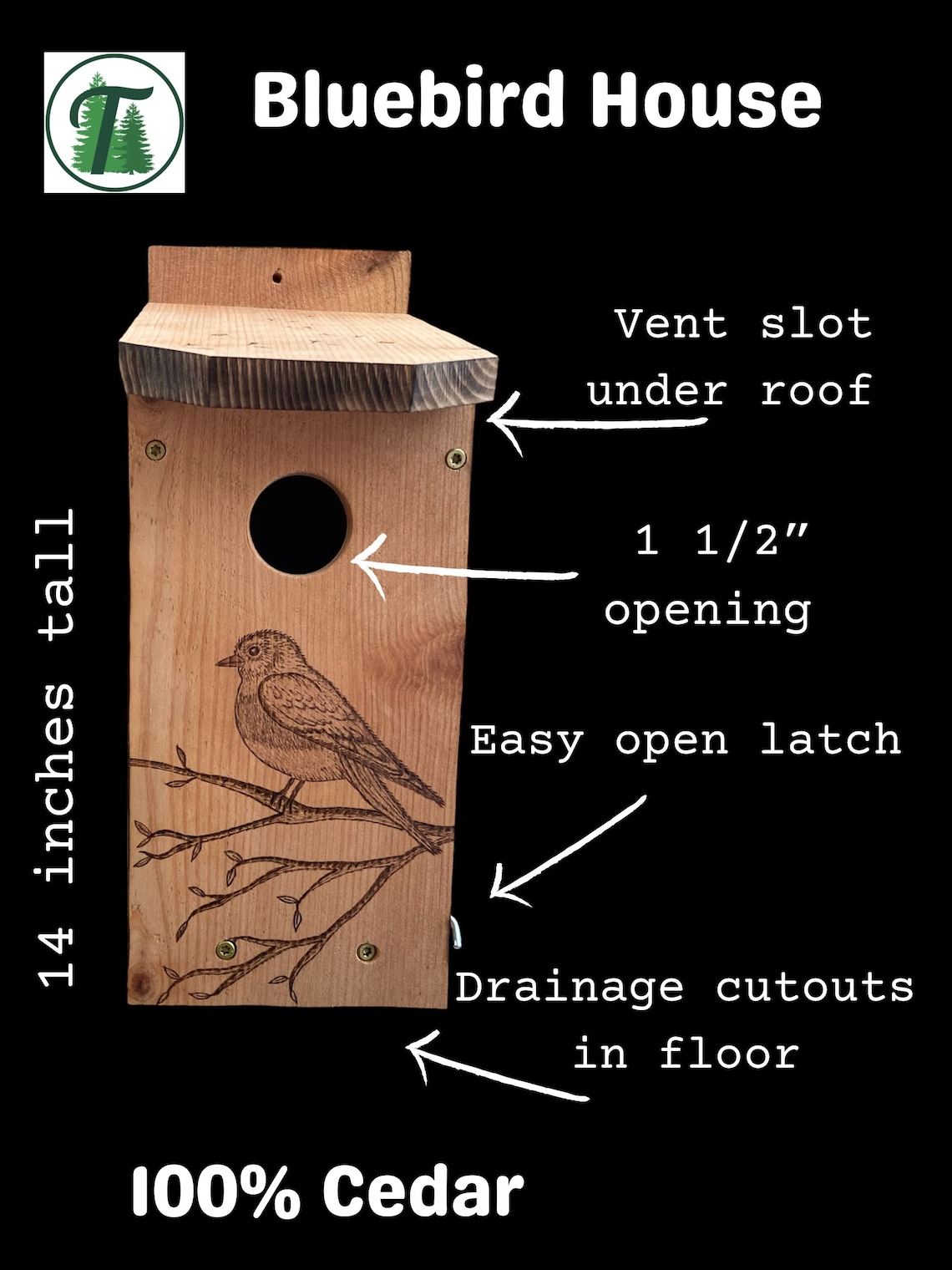 Bluebird House, Wood Bird House, Nesting Box for Bluebirds, Gift for ...