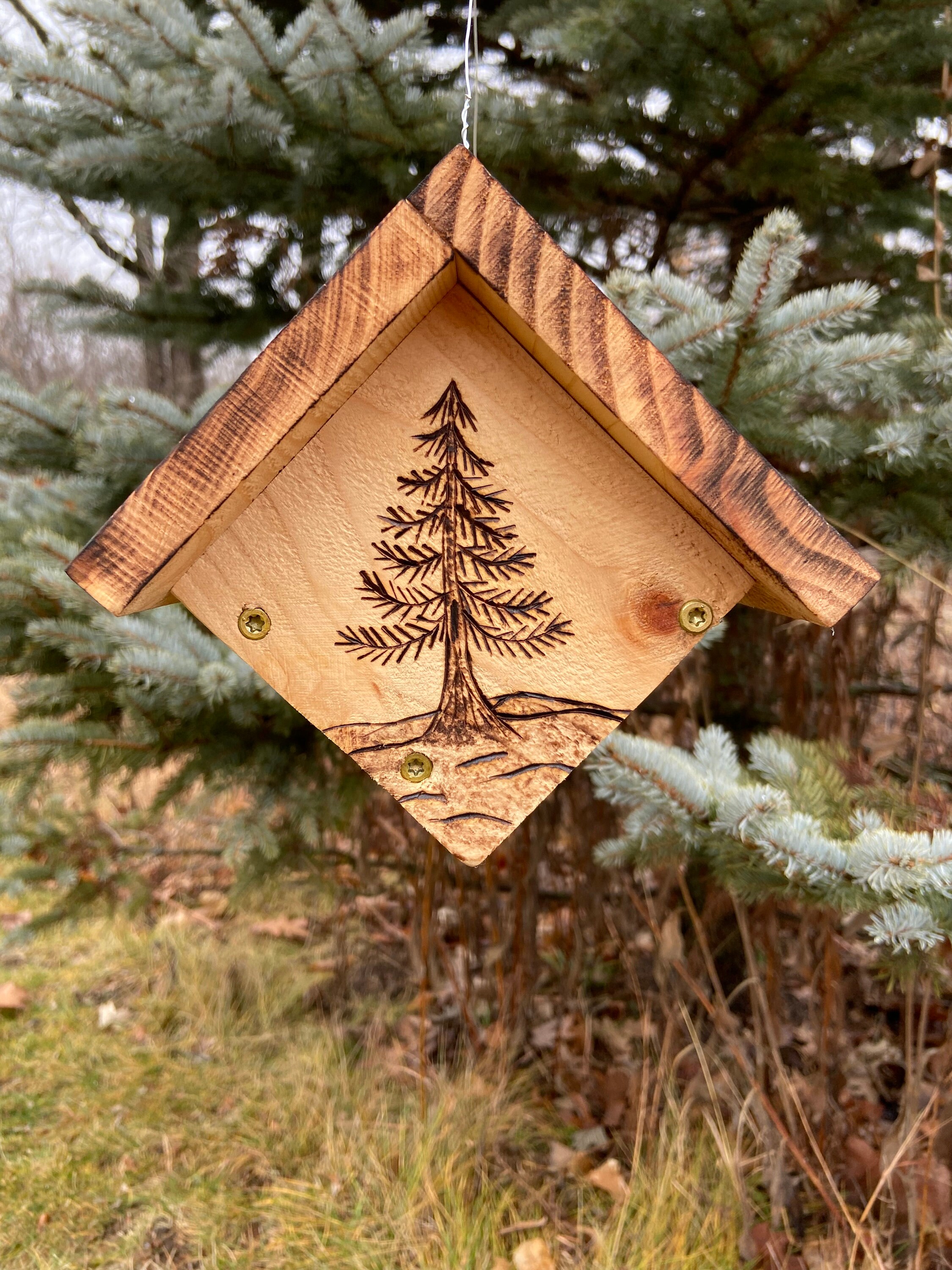 Cedar Wren Bird House, Rustic Nesting Box, Functional Garden Art - Etsy