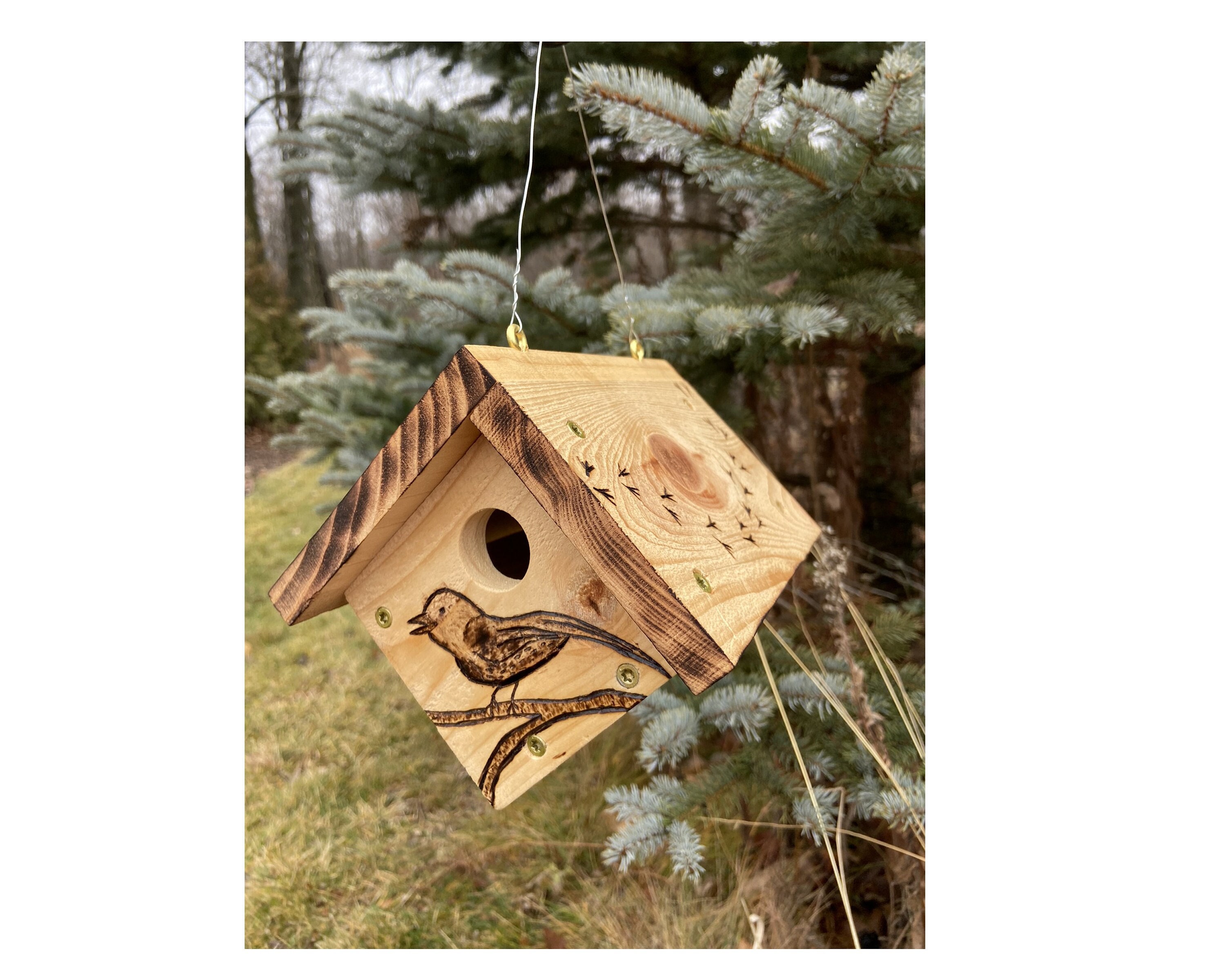 Cedar Wren Bird House, Rustic Nesting Box, Functional Garden Art - Etsy