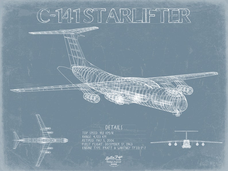 Lockheed C-141 Starlifter Blueprint Wall Art Original - Etsy